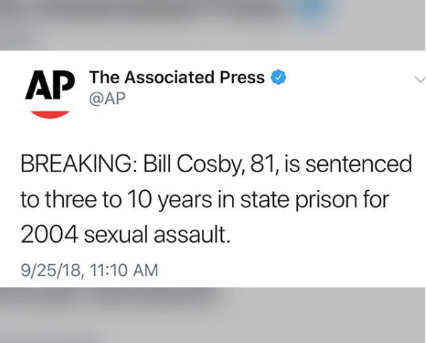 Bill Cosby Sentenced To 3-10 Years In State Prison