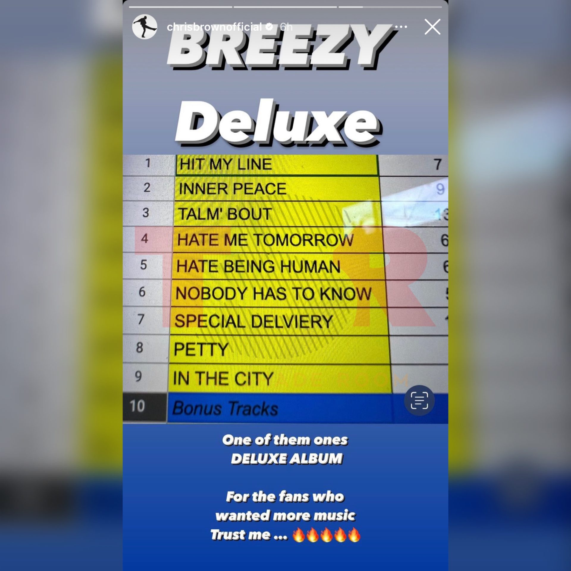 Chris Brown Shares The Tracklist For His New Album 'Breezy'