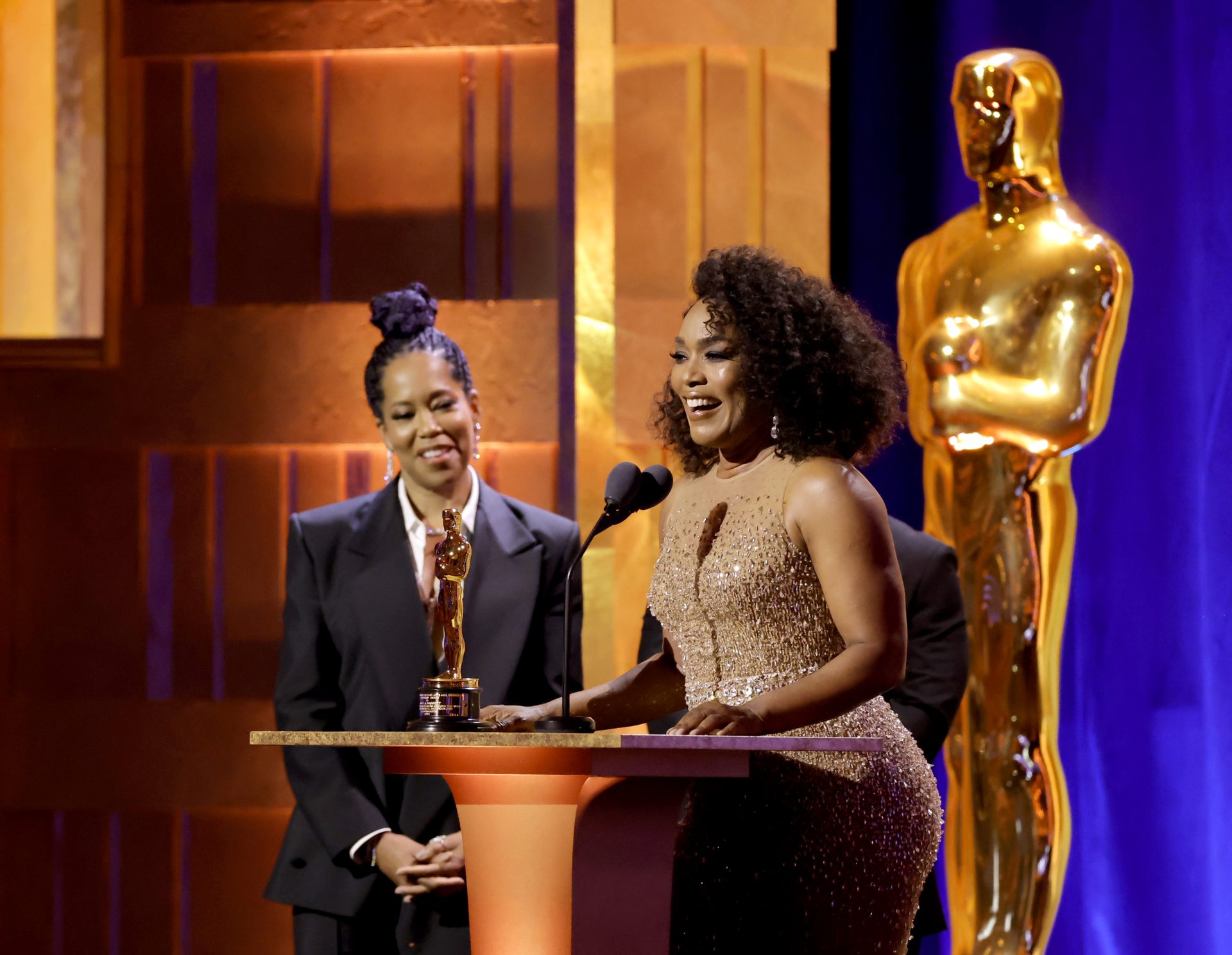 Angela Bassett Trends For Honorary Oscar & Regina King Kiss