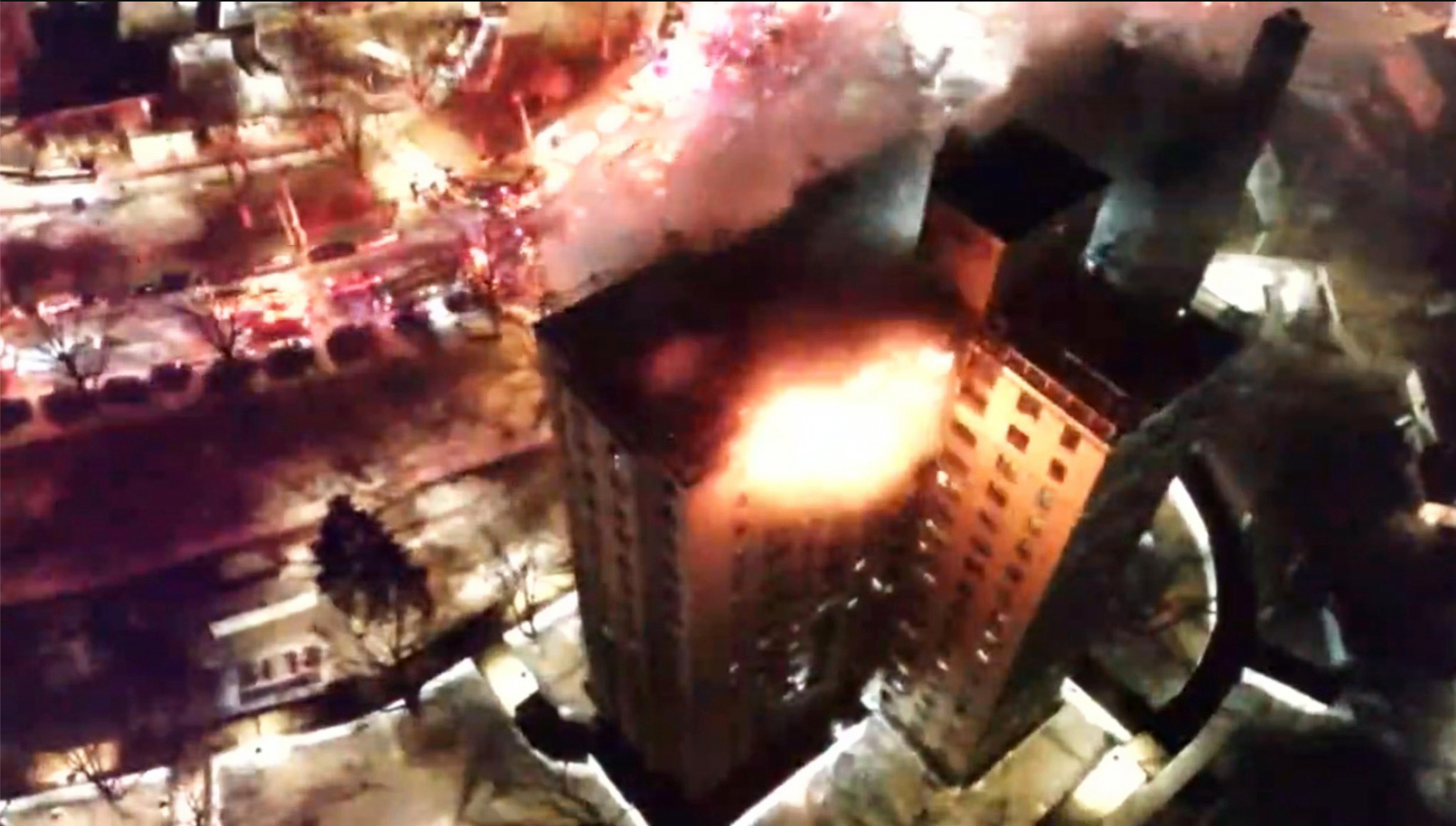 New York City: Gas Explosion Starts Fire On High-Rise's Top Floors